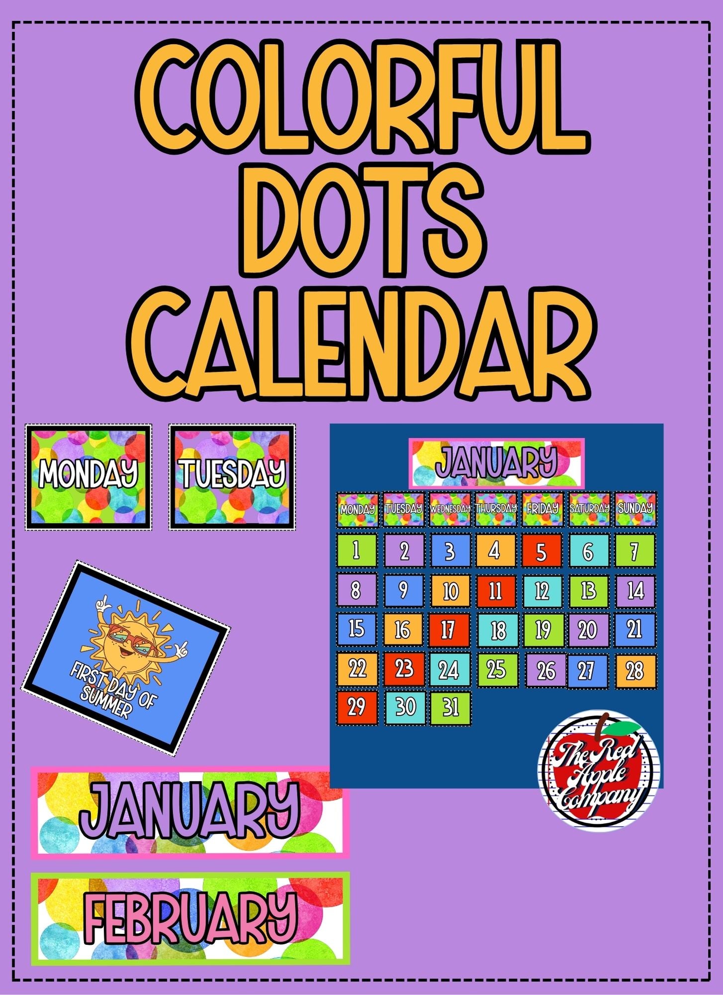 Colorful Dots Calendar for printing – The Red Apple Company